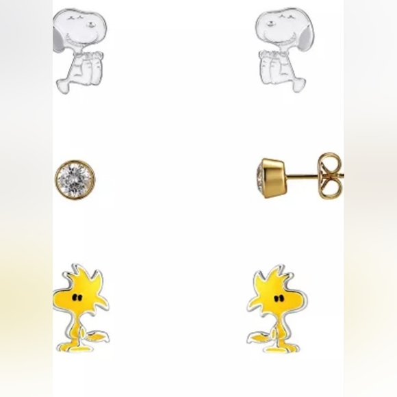Peanuts | Jewelry | Snoopy Stud Earrings 3pairs New In Box Packaging ...